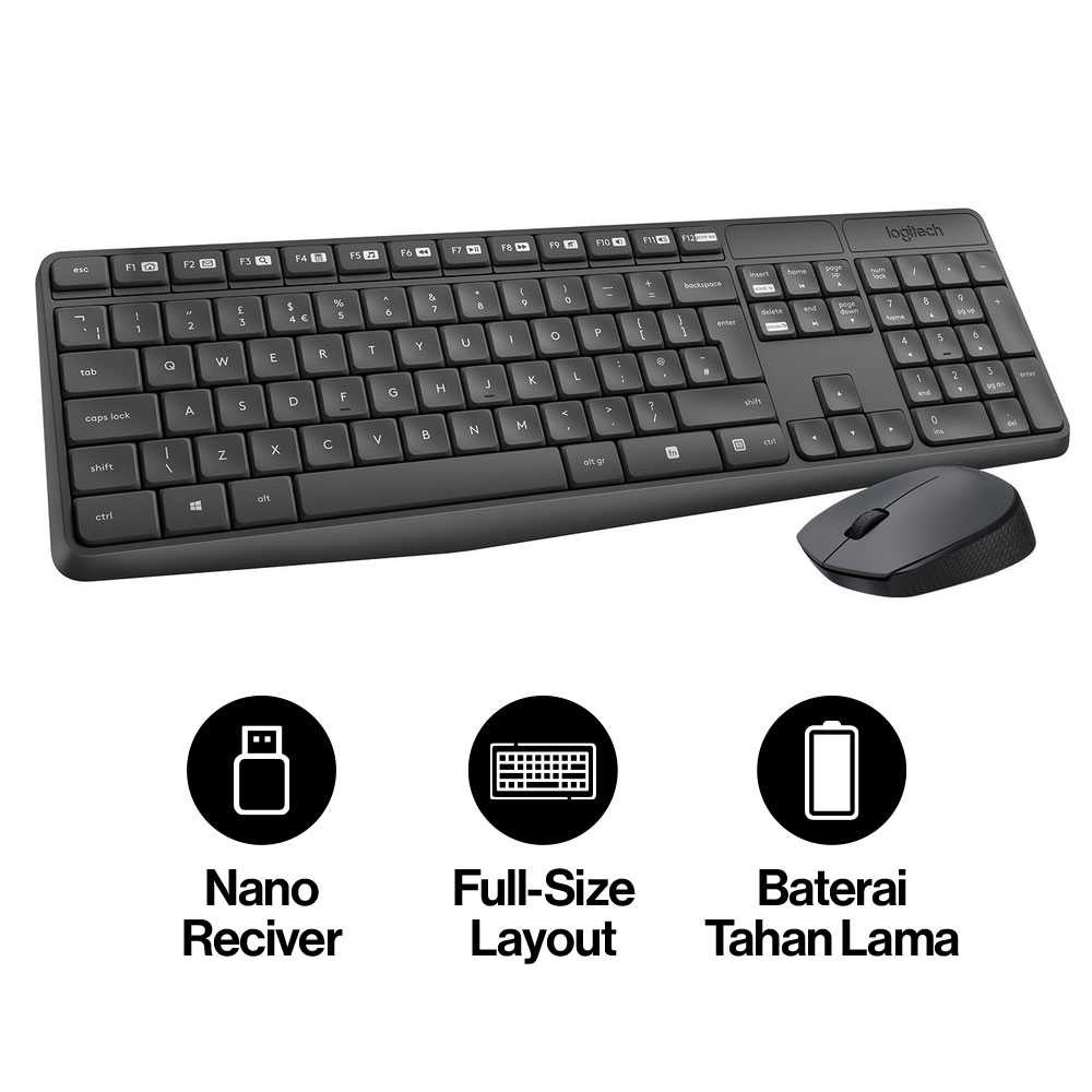 Jual Logitech Comfort Wireless Keyboard Extended Battery - MK345 ...
