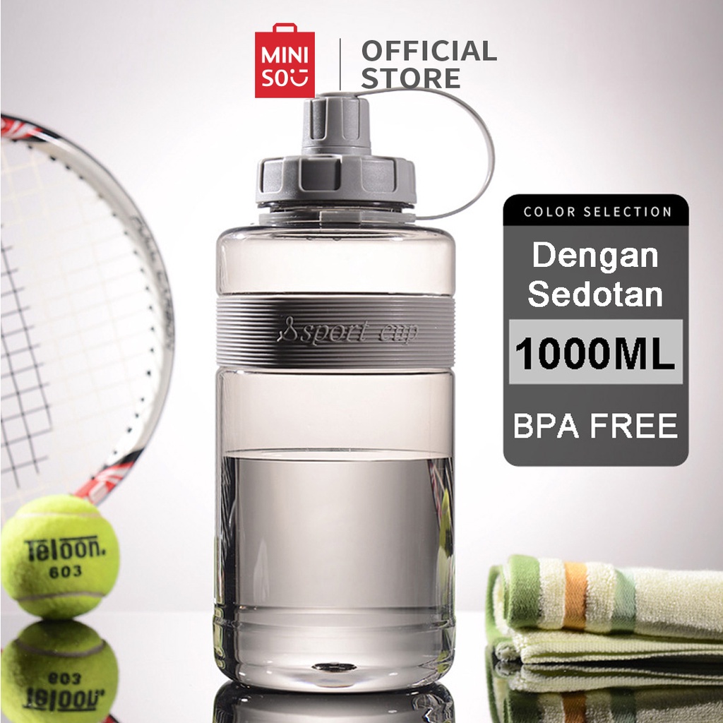 Jual MINISO - Botol Minum 1000ml Botol Minum Air Olahraga Dengan Sedotan 1L Sports Water Bottle ...