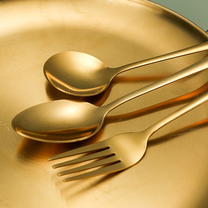 Jual SPR Sendok Garpu Makan Emas / Gold Spoon Fork Bahan Tebal Premium ...