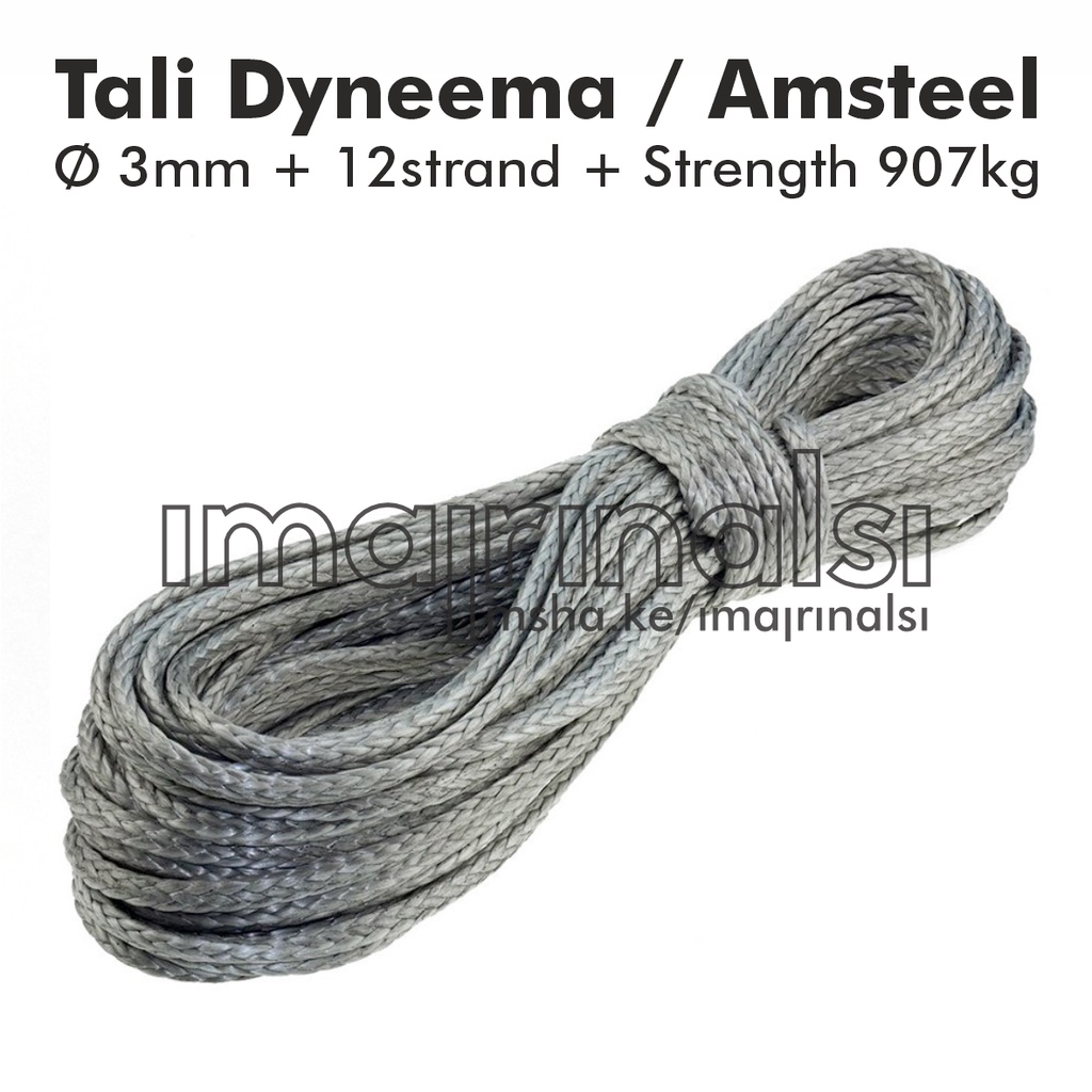Jual imajrinalsi ⛺ Tali Dyneema Amsteel 3mm 12strand rope 907kg Hammock ...