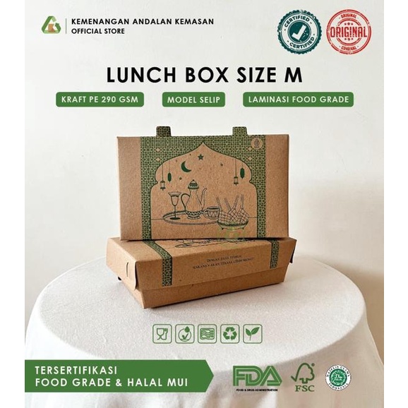 Jual LUNCH BOX PAPER Motif MASJID COKLAT KRAFT SIZE MEDIUM KOTAK MAKAN ...