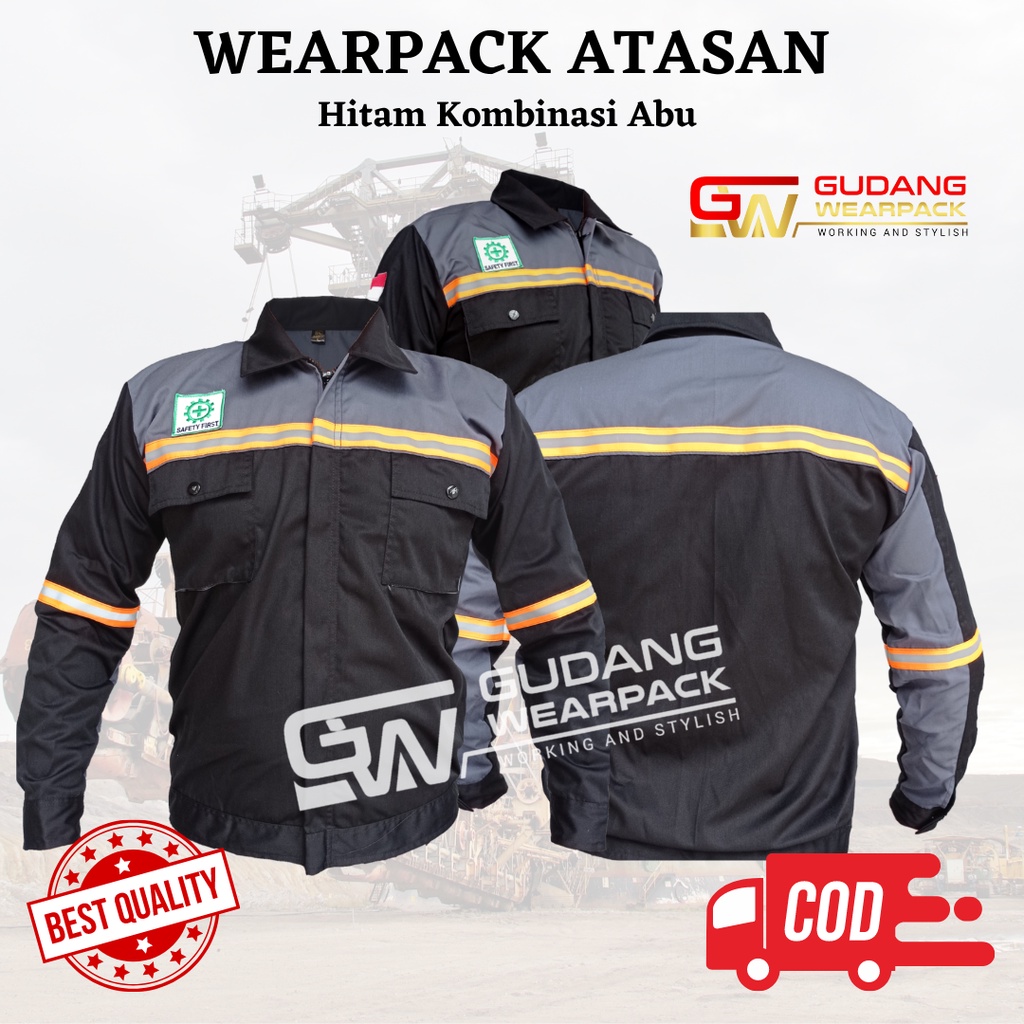 Jual WEARPACK atasan baju proyek seragam kerja warna Hitam Abu | Shopee ...