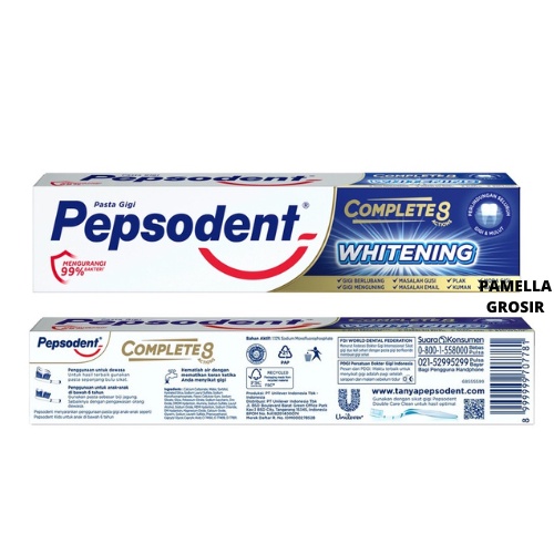 Jual PASTA GIGI PEPSODENT COMPLETE 8 ACTION WHITENING 75GR | Shopee ...