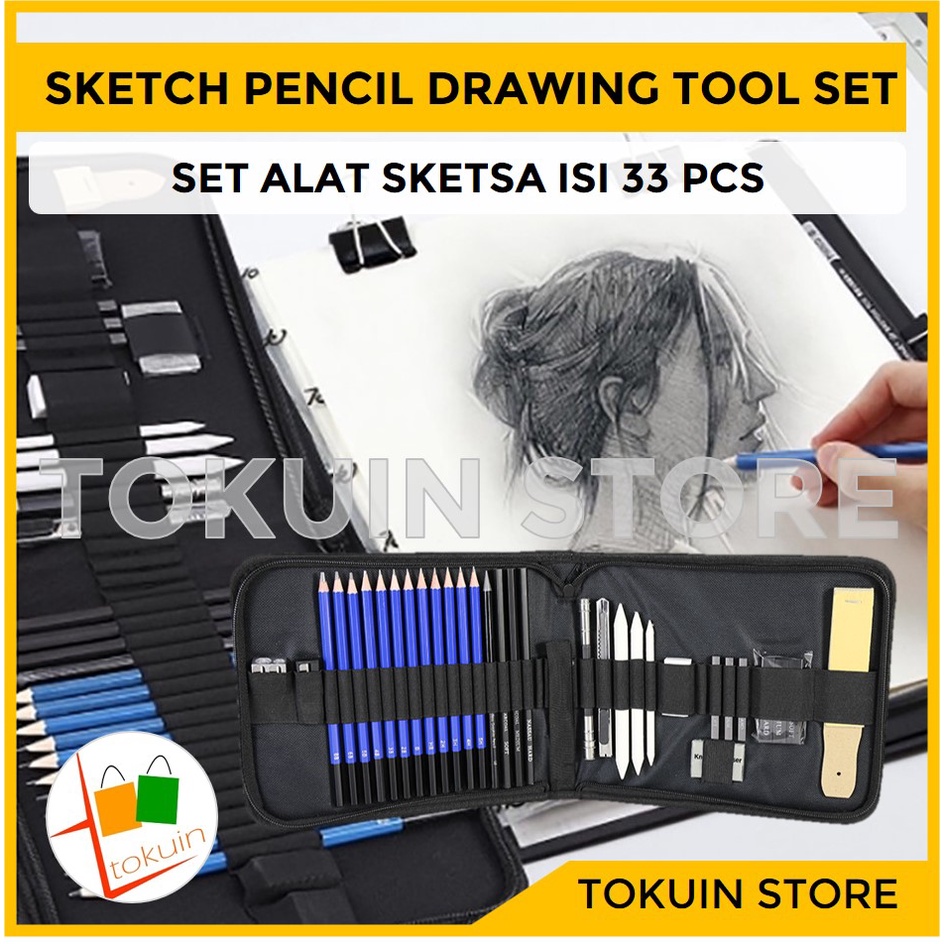 Jual Sketch Pencil Pensil Pisau Penghapus Rautan Alat Gambar Drawing ...