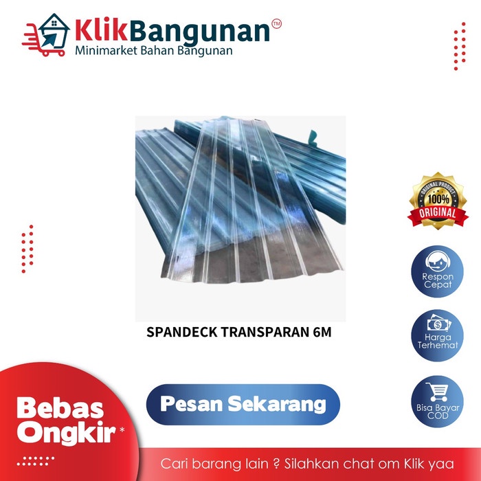 Jual ATAP RUMAH TRANSPARAN ATAP BENING SPANDECK /SPANDEK TRANSPARAN 6M ...