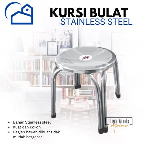 Jual Kursi Bulat Stainless Steel Kursi Bakso Kursi Stainless Steel 30CM ...