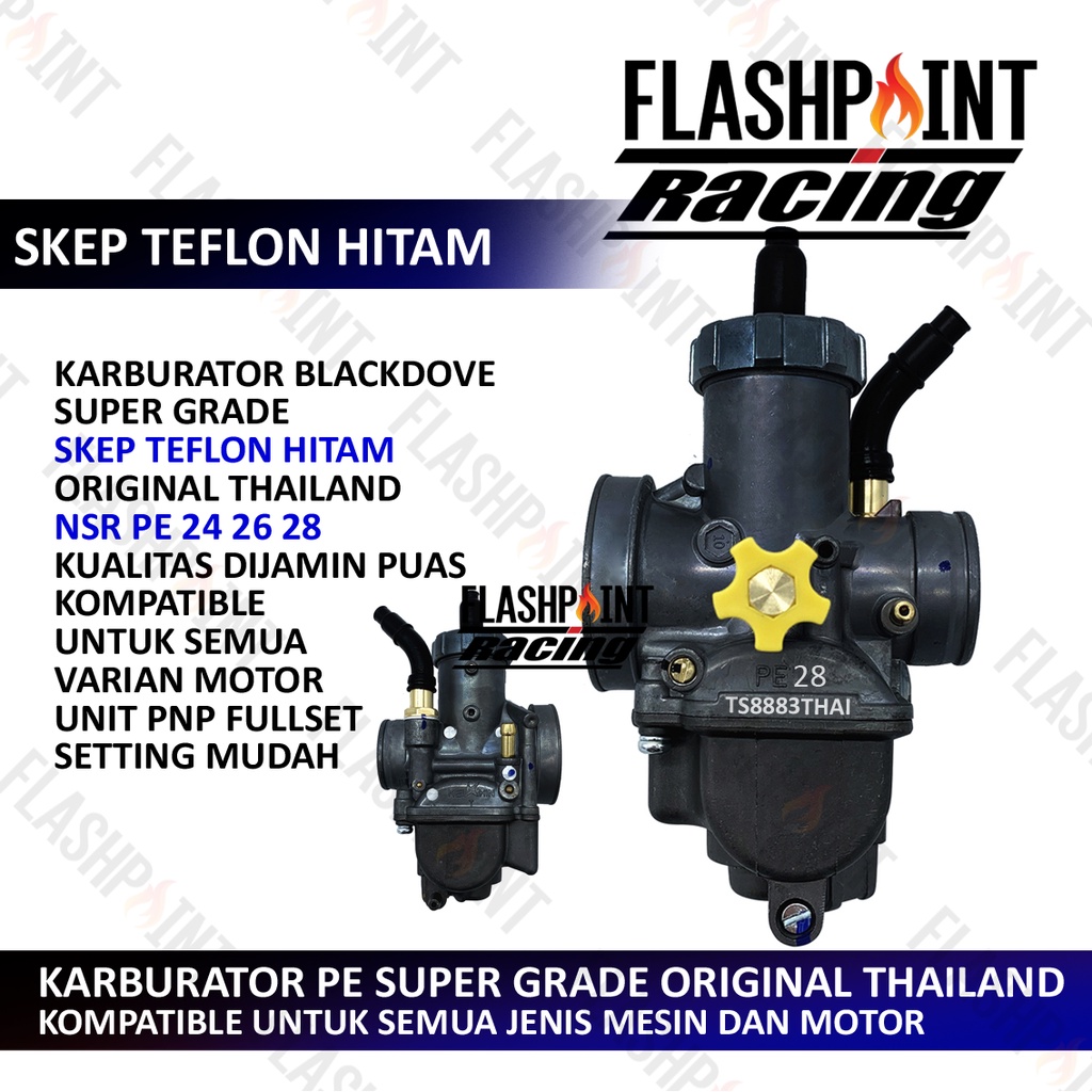 Jual (BISA COD) KARBURATOR NSR HITAM BLACK DOVE PE 24 26 28 SKEP KUNINGAN PISTON KARBU PE28 PE26 ...