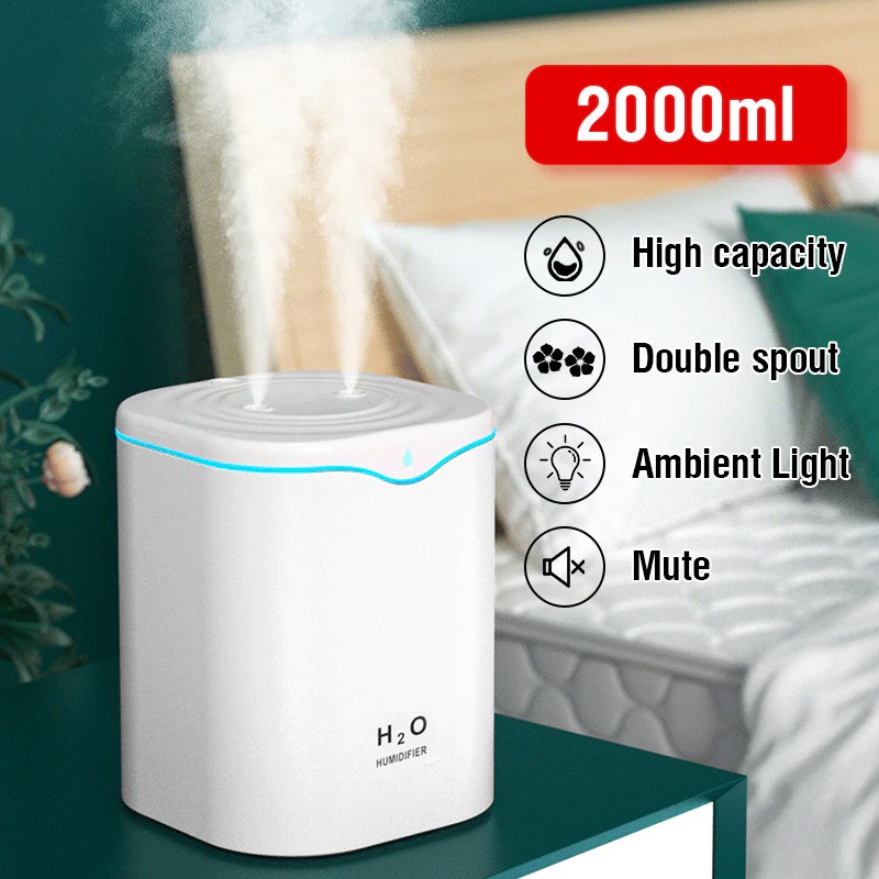 Jual Humidifier Udara USB dengan Dua Port Semprotan, Aromaterapi Minyak ...