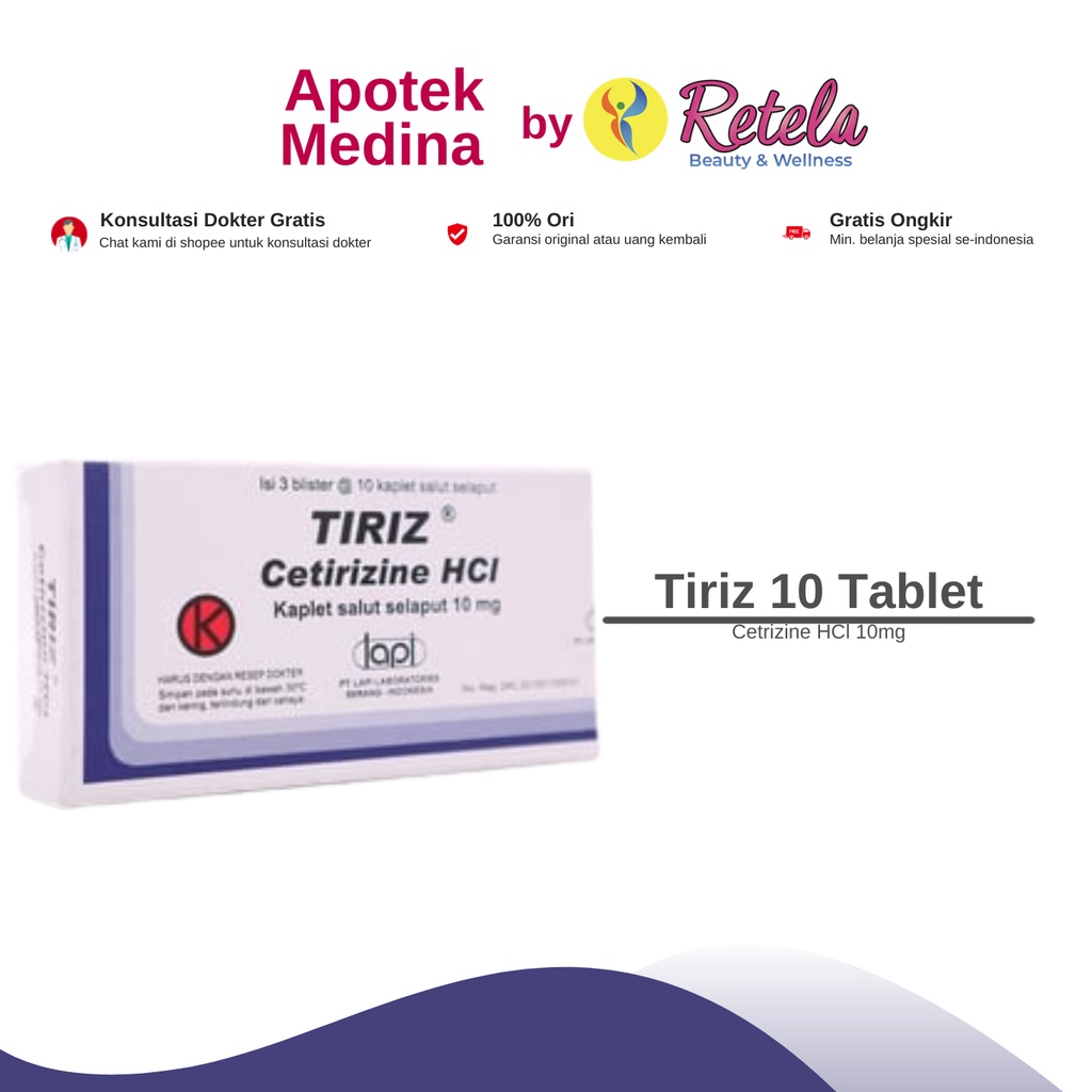 Jual TIRIZ 10MG 1 STRIP 10 TABLET | Shopee Indonesia