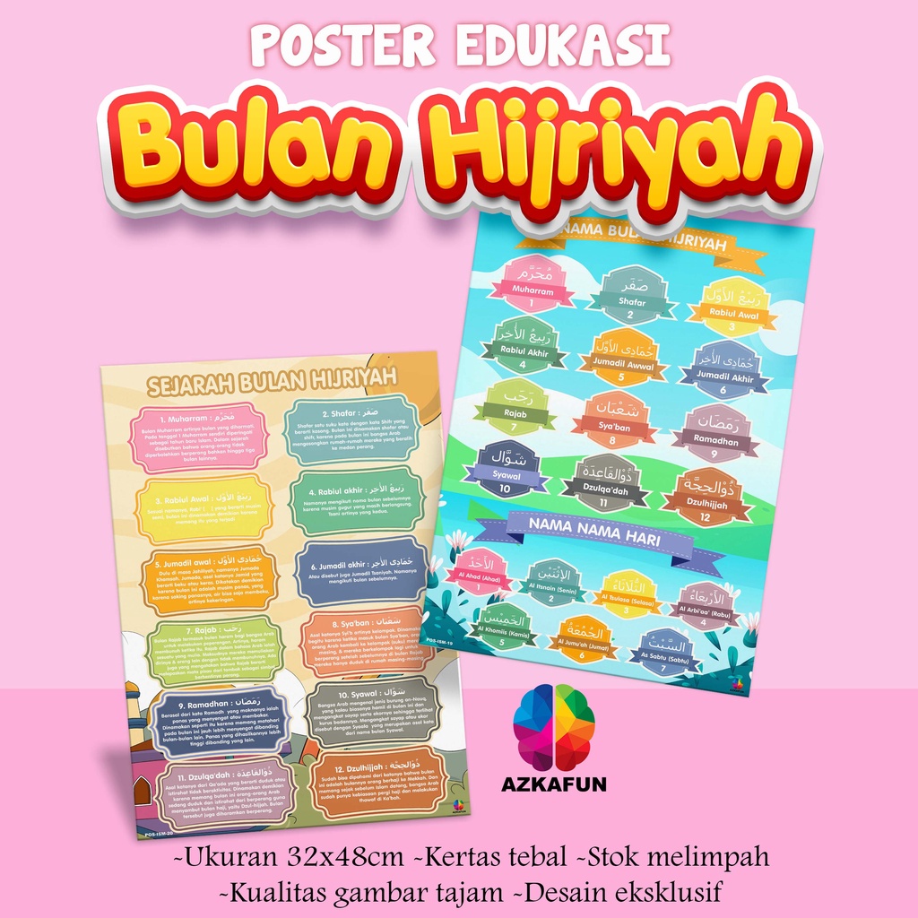 Jual Poster Edukasi NAMA BULAN HIJRIYAH - Poster edukasi islami ...