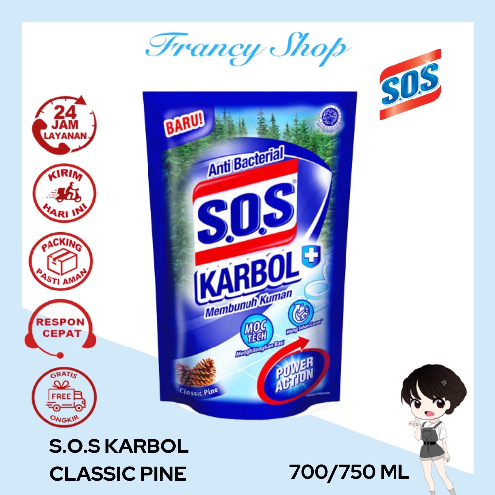 Jual Pembersih Lantai Karbol SOS Classic Pine 700 / 750 ml Pinus Refill ...