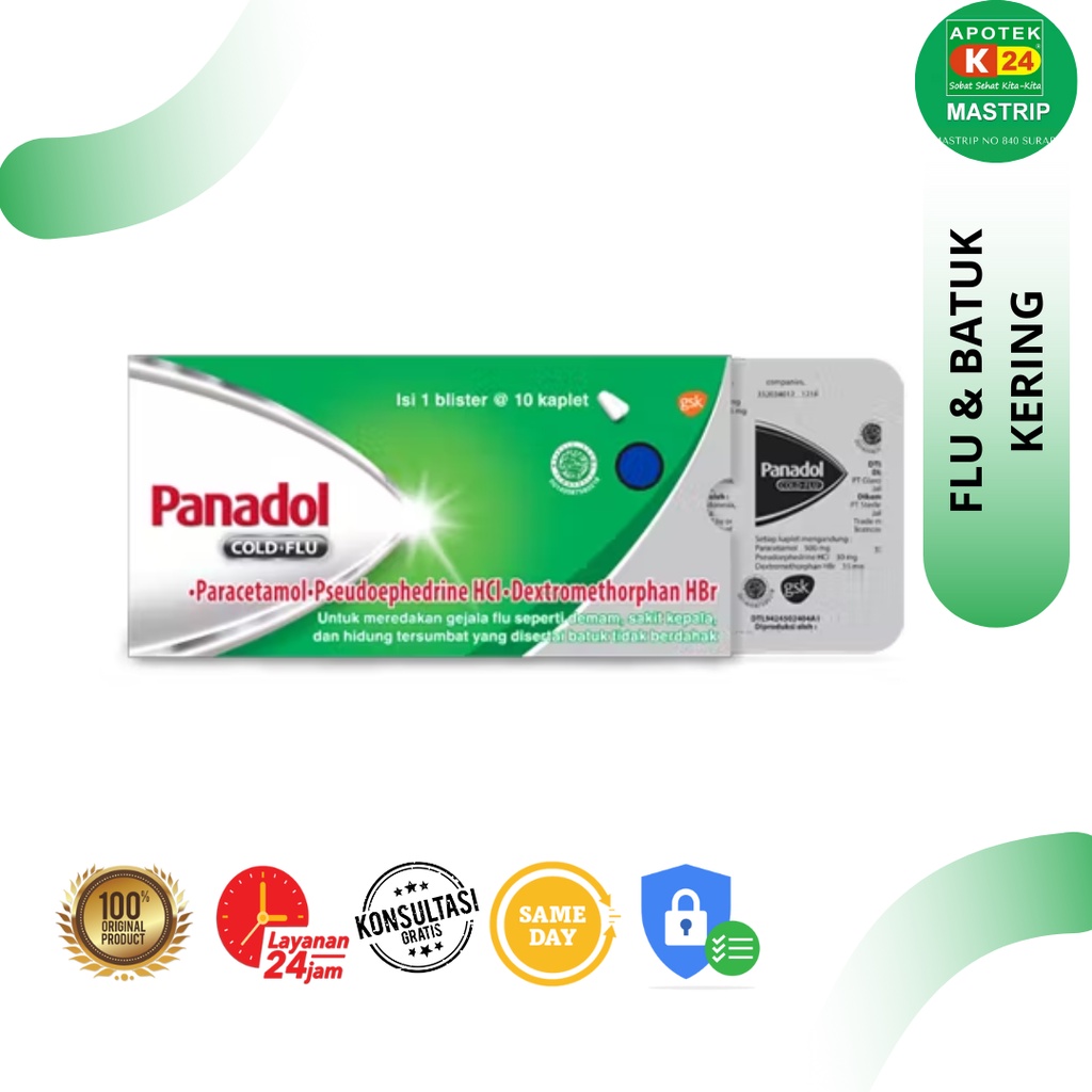 Jual Panadol Cold & Flu Tablet / Flu Batuk Tidak Berdahak / Dewasa ...