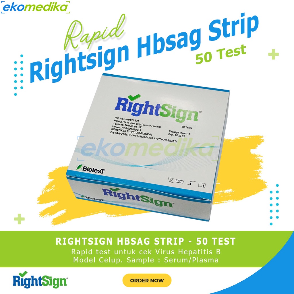 Jual HBSAG Strip RIGHTSIGN Test Hepatitis B Strip isi 50 test ED. 01/ ...
