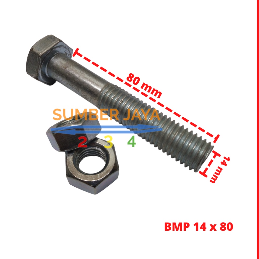 Jual MUR BAUT M14 BMP 14 X 80 MM PUTIH BMP TERMURAH | Shopee Indonesia