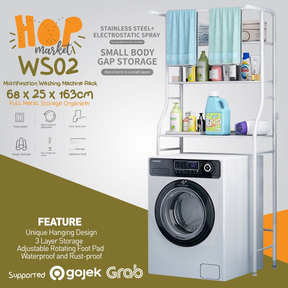 Jual HOP WS02 Rak Mesin Cuci 68 x 163CM 3 Layer Rack Serbaguna ...