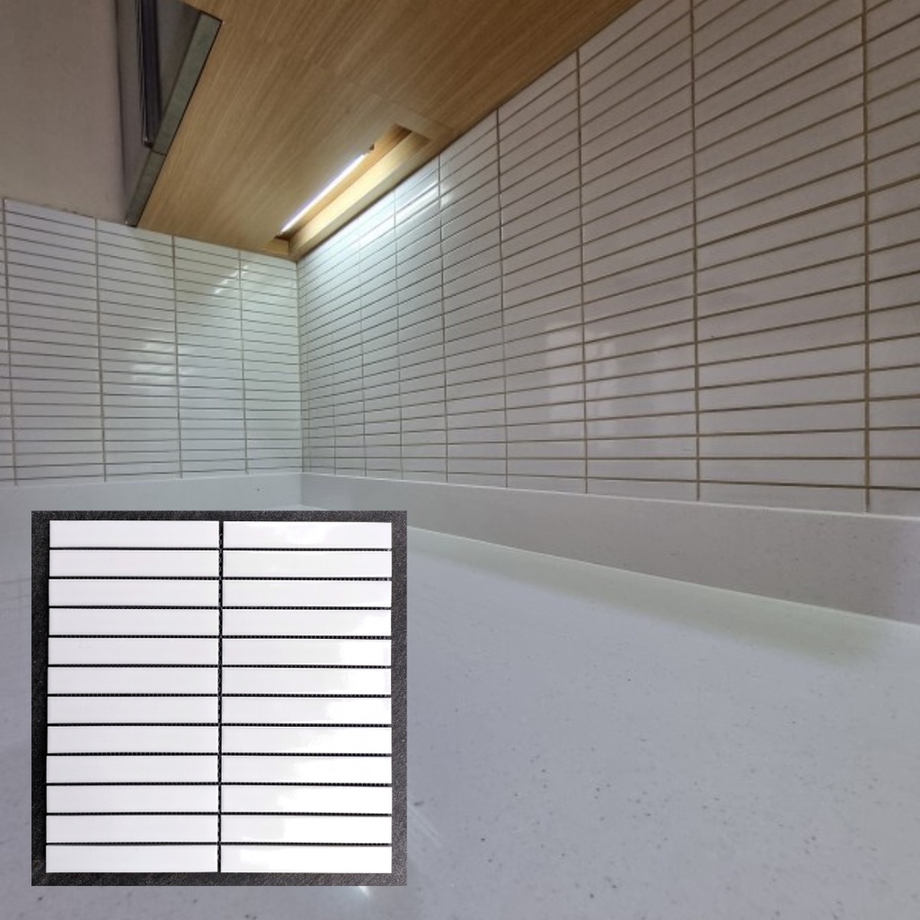 Jual Mozaik Kitchen Set Singres Long Striped White Glossy - Keramik ...