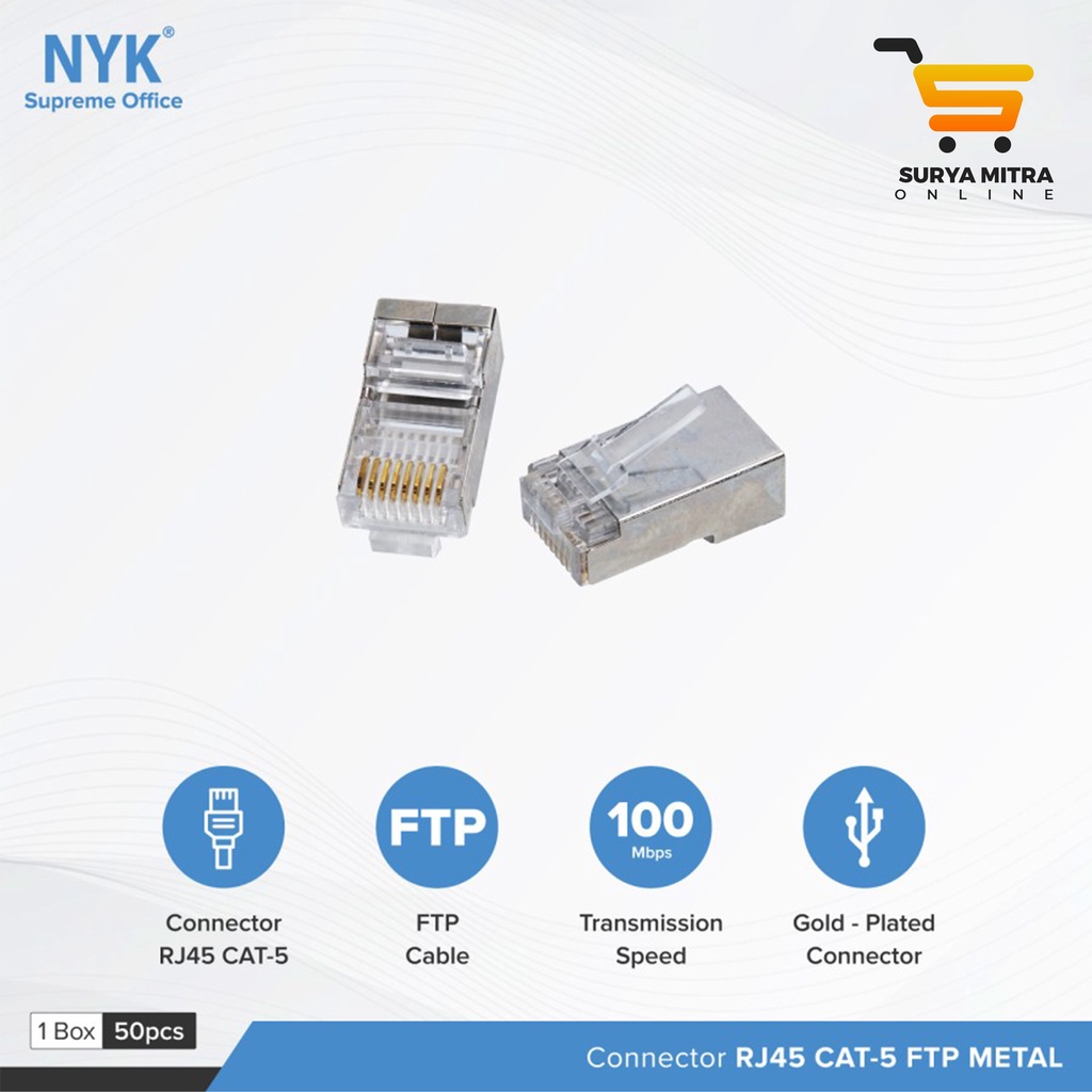 Jual RJ45 CAT 5 NYK CONNECTOR RJ 45 FTP CAT5 ISI 50PCS RJ45 BESI CAT5 ...