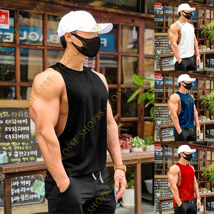 Jual Singlet Low Cut Pria Kaos Tanpa Lengan Gym Sport Fitness | Shopee ...