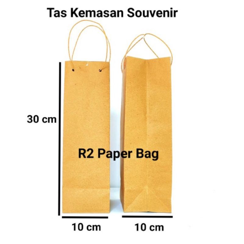 Jual paperbag coklat paper bag botol souvenir uk 9x9x25 cm paper bag ...