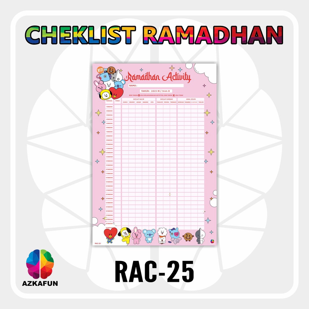 Jual Poster Checklist EDISI RAMADHAN ACTIVITY - Ceklist Aktifitas ...