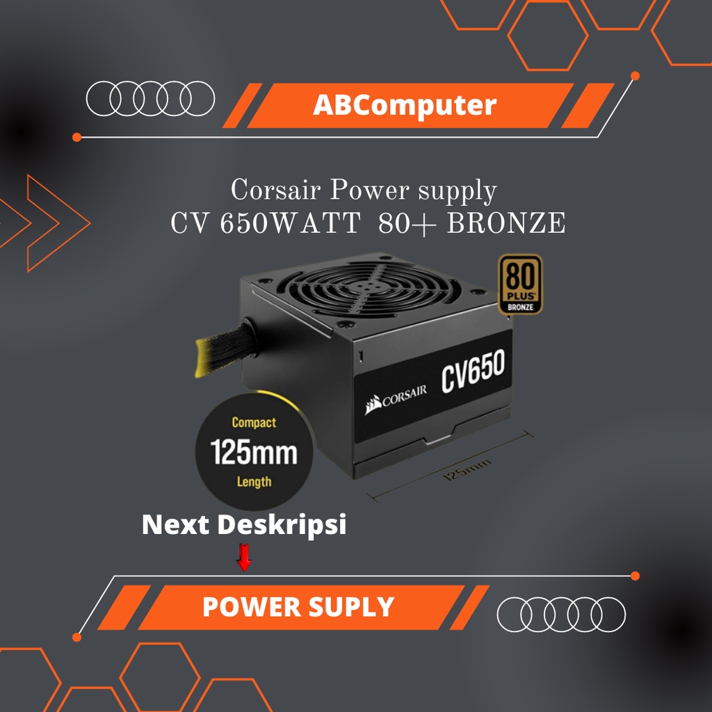 Jual psu / power suply Corsair CV650 - 650 Watt 80 Plus Bronze Power ...