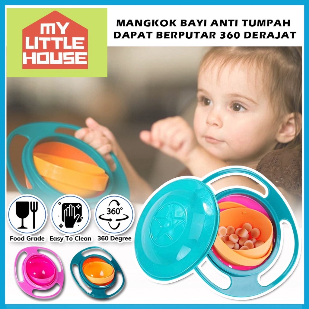 Jual Mangkok Snack Bayi Anti Tumpah Berputar 360 Derajat Mangkuk Model ...