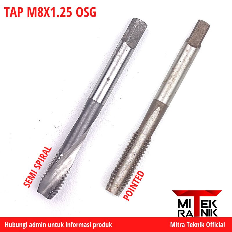 Jual Tap M8 x 1.25 OSG Pembuat Drat Baut 12 Flute Lurus Semi Spiral | Shopee Indonesia