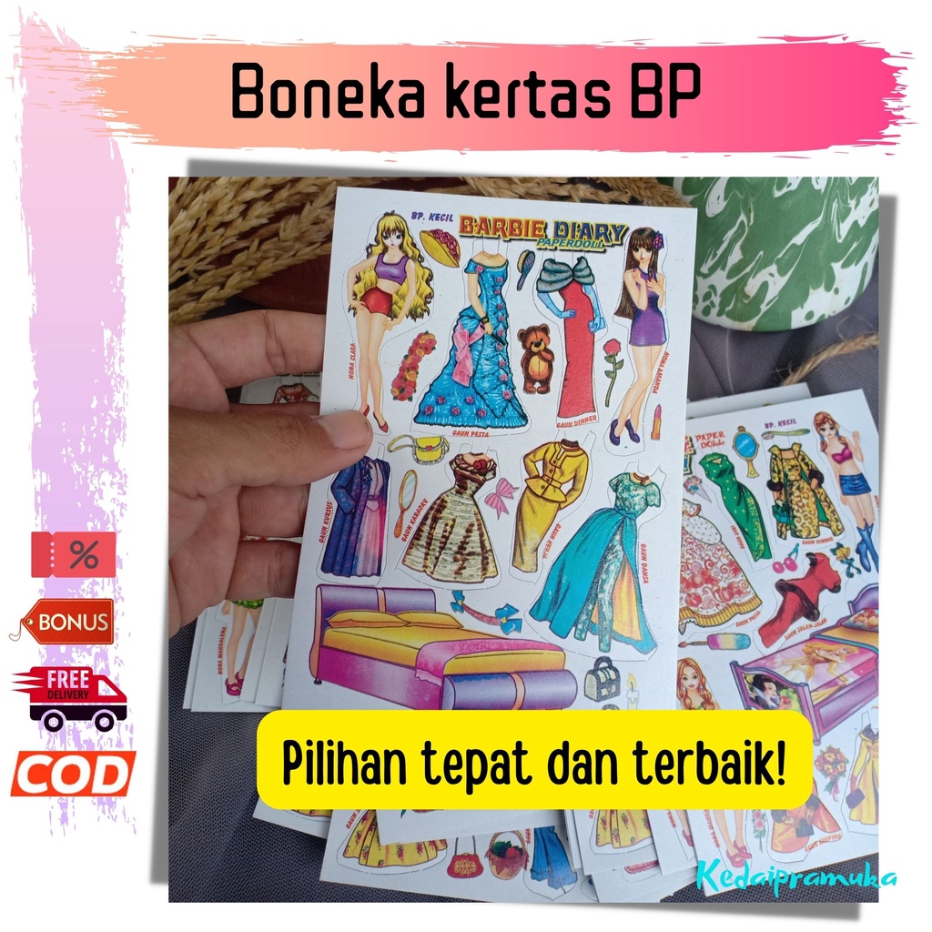 Jual Boneka Kertas Bongkar Pasang Mainan BP Paper Dolls Barbie Warna ...