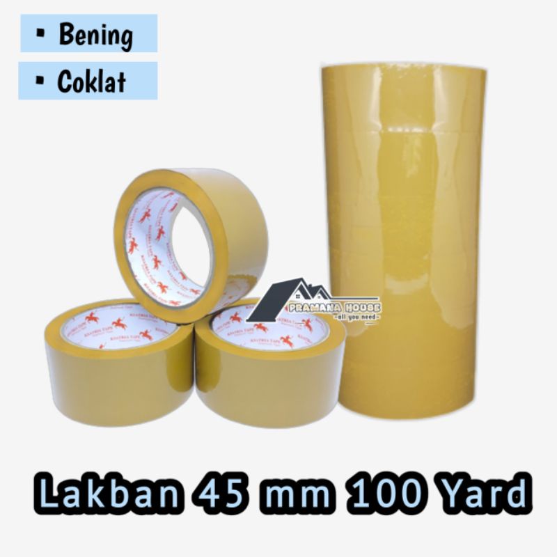 Jual Lakban Bening Coklat 45 mm 2 inch 2" 100 200 300 Yard | Shopee Indonesia