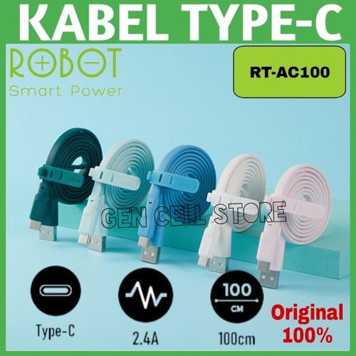 Jual Kabel Charger Kabel Data ROBOT RT-AC100 Type-C 2.4A Fast Charging ...