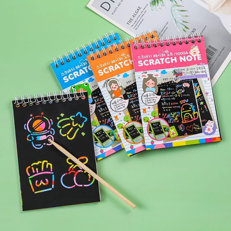 Jual SCRATCH NOTE - Buku Ajaib Magic Warna Hitam Black Colourful Kecil ...