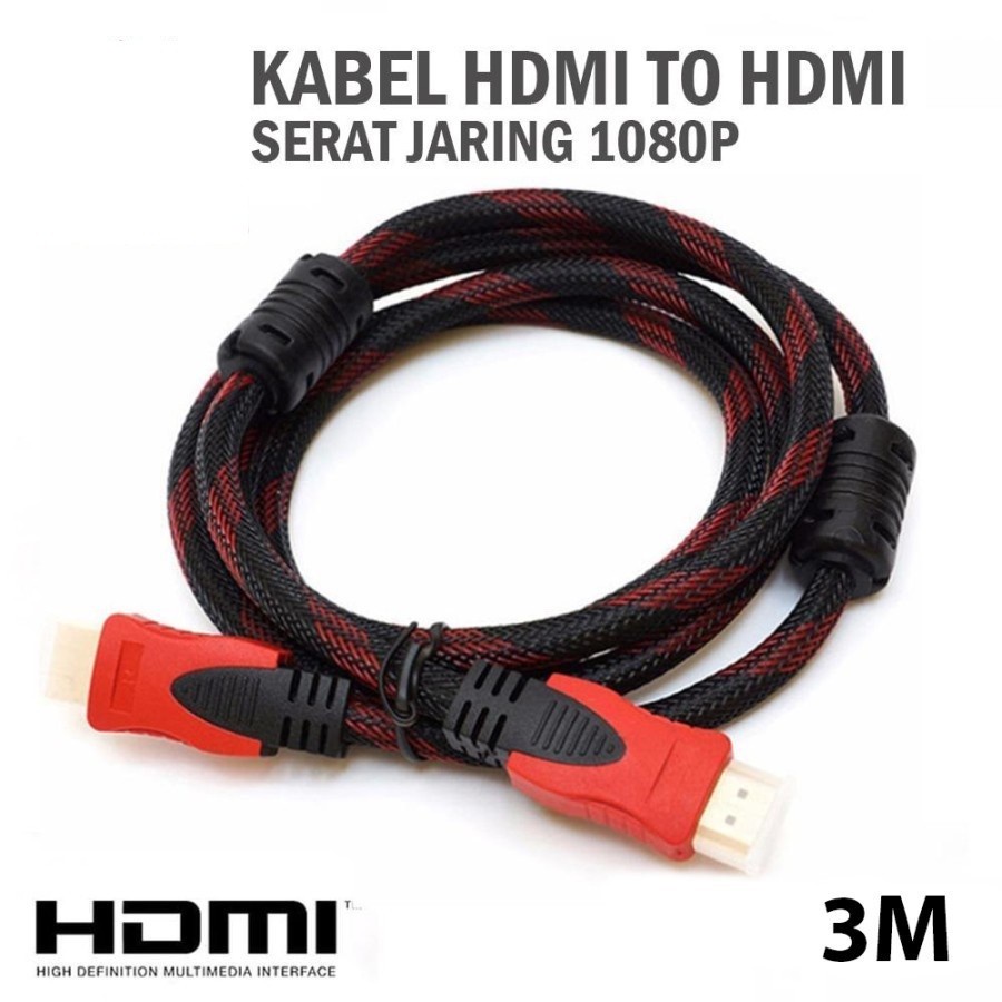 Jual Kabel HDMI to HDMI 3M Versi 1.4 HDMI JARING 3 Meter kABEL MULTIMEDIA | Shopee Indonesia