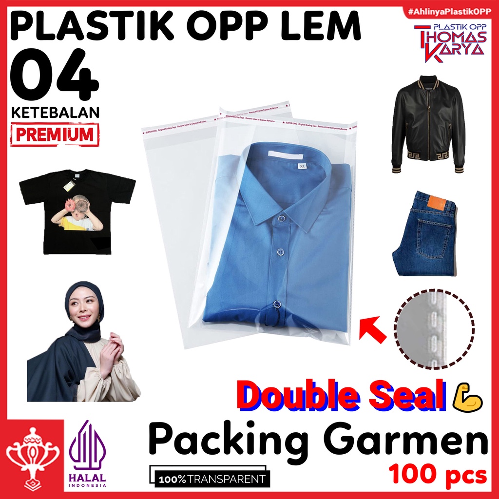 Jual Plastik Baju 28x35 30x40 25x35 isi 100 OPP DOUBLE SEAL TEBAL ...