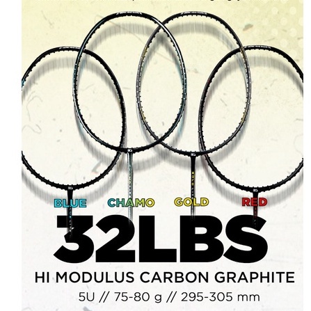 Jual Raket Badminton HIQUA LITE 32lbs 5U GOLD BLUE CAMO RED 100% ...