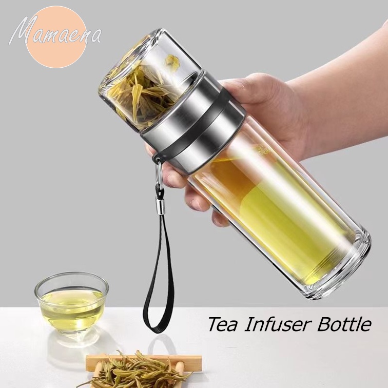 Jual Botol Minum Teh Kaca / Infuser Tea Double Wall Glass Bottle ...