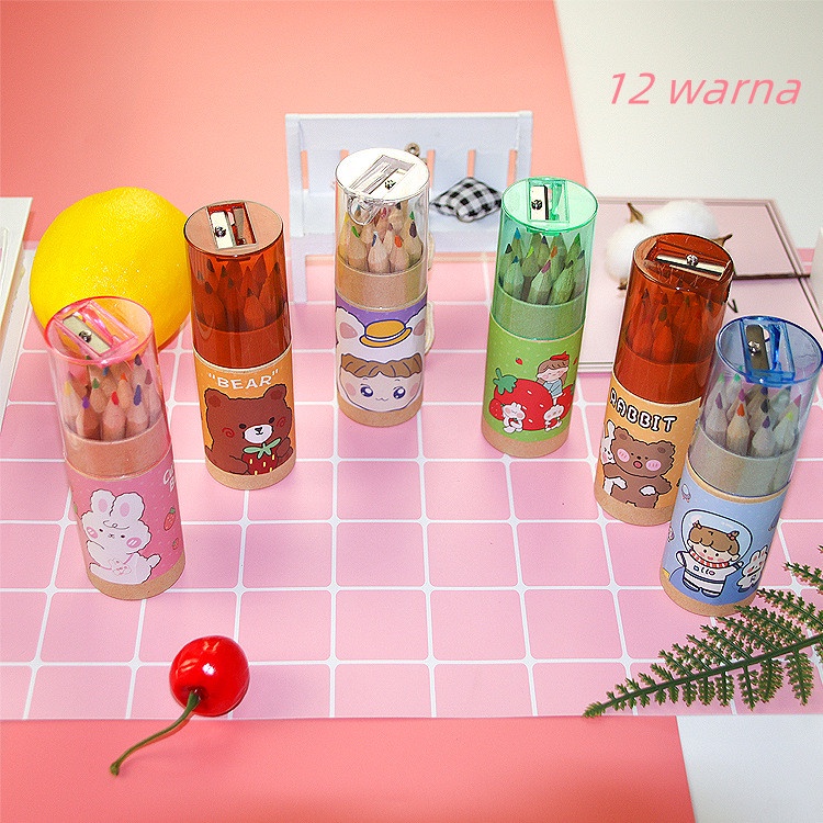 Jual Pensil Warna Dan Peraut Pensil Warna Set 12 Warna Set Pensil Warna