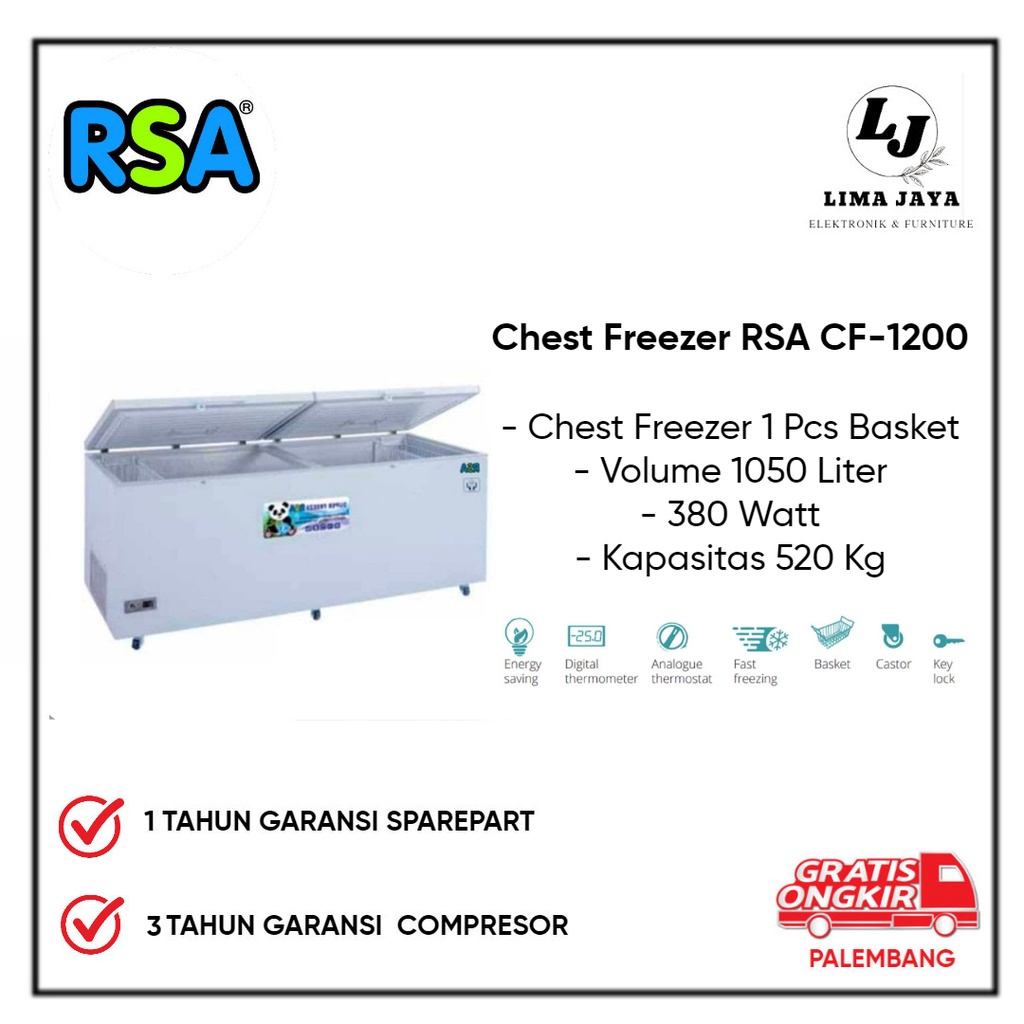 Jual Chest Freezer RSA CF-1200 Freezer Box Lemari Pembeku RSA | Shopee ...