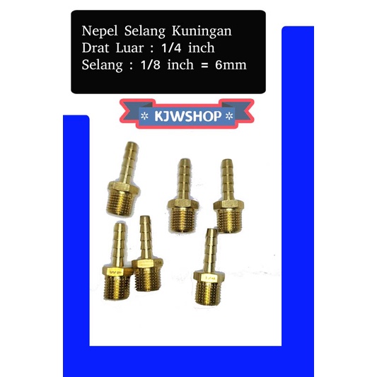 Jual NSDL Nepel Selang 1/4" x 1/8" Nepel Kuningan Drat Luar 1/4" Selang ...