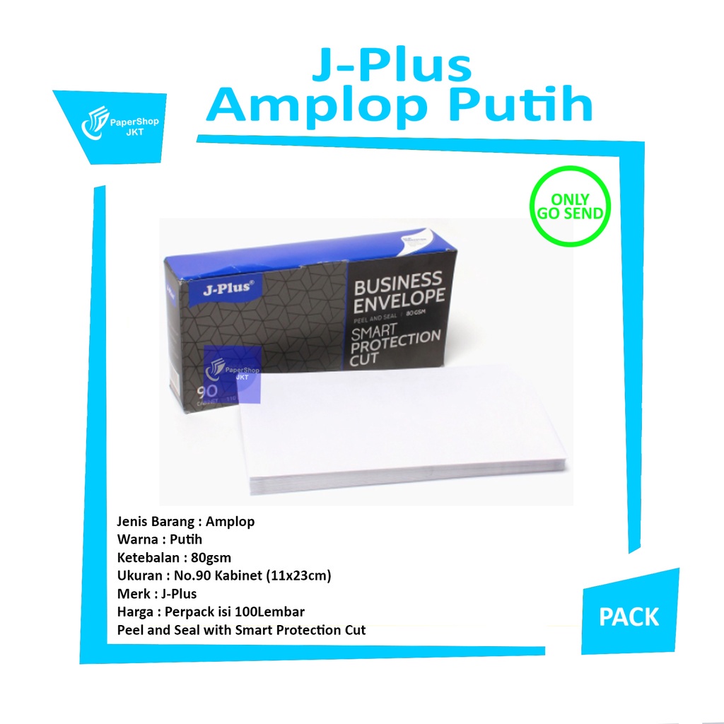 Jual JPLUS - Amplop Putih Biru Polos NO.90 Kabinet 80Gsm | Shopee Indonesia