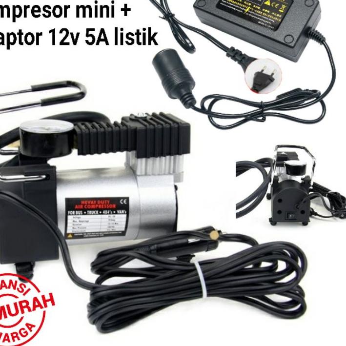 Jual Paket Compressor Mini Listrik Portable pompa angin Ban motor Mobil ...