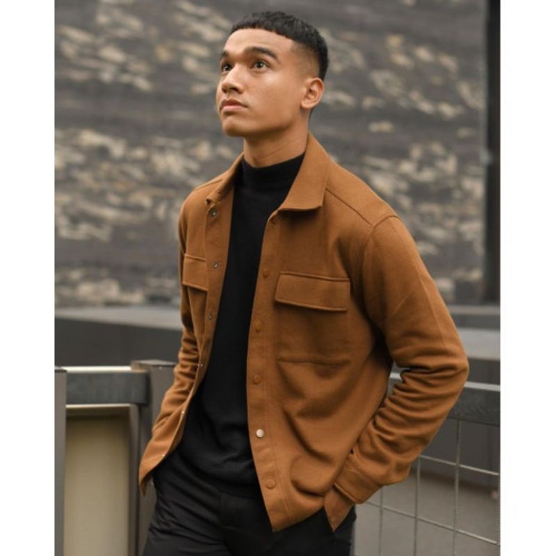 Jual SHACKET JACKET PLEECE - JAKET PRIA KEMEJA POLOS | Shopee Indonesia