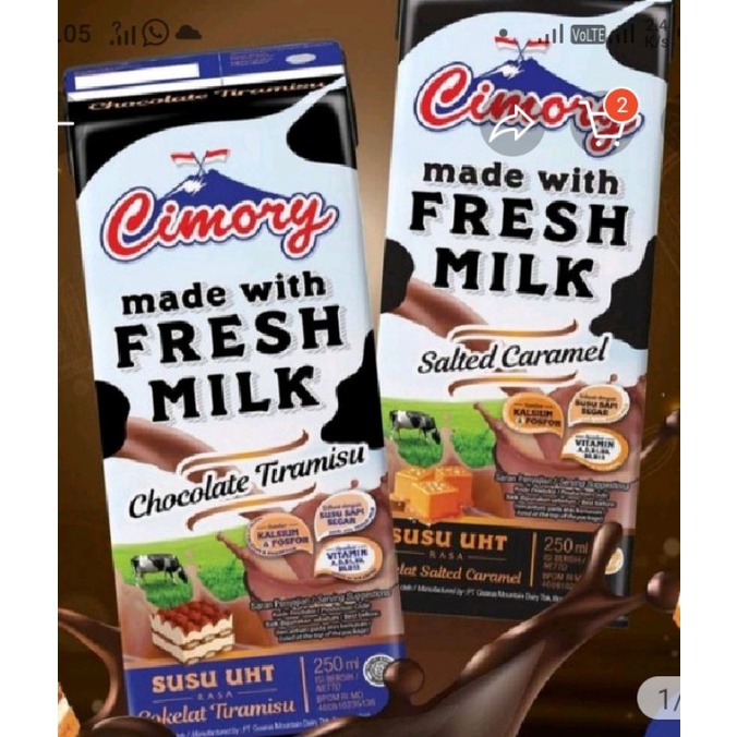 Jual 1 Dus Cimory susu uht 250 ml (chocolate tiramisu/salted caramel ...
