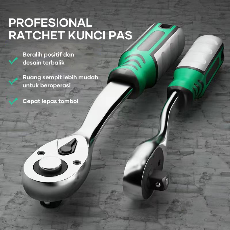 Jual ISKU Gagang Kunci Sok Ratchet 1/4 - 1/2 Inch Gagang Ratchet ...