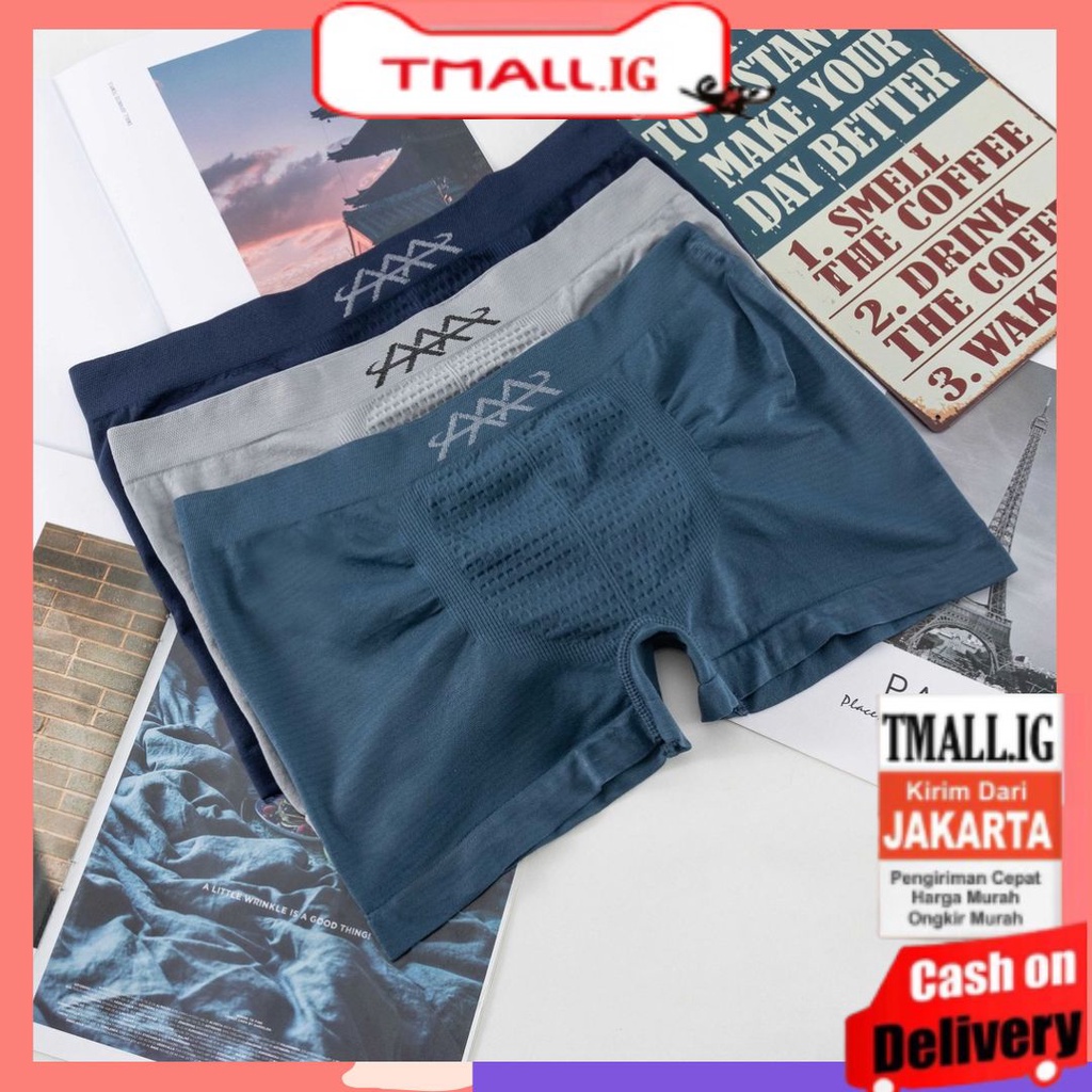 Jual ♕ Tmall ♕ TM-236 Celana Dalam Pria Boxer Pria Cowok Elastis Sarang Flat Nyaman Import ...