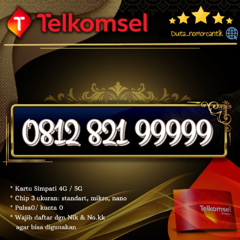 Jual (kode N) Nomor Cantik Super Langka Kartu perdana SIMPATI TELKOMSEL PANCA KWARTET 88888 ...