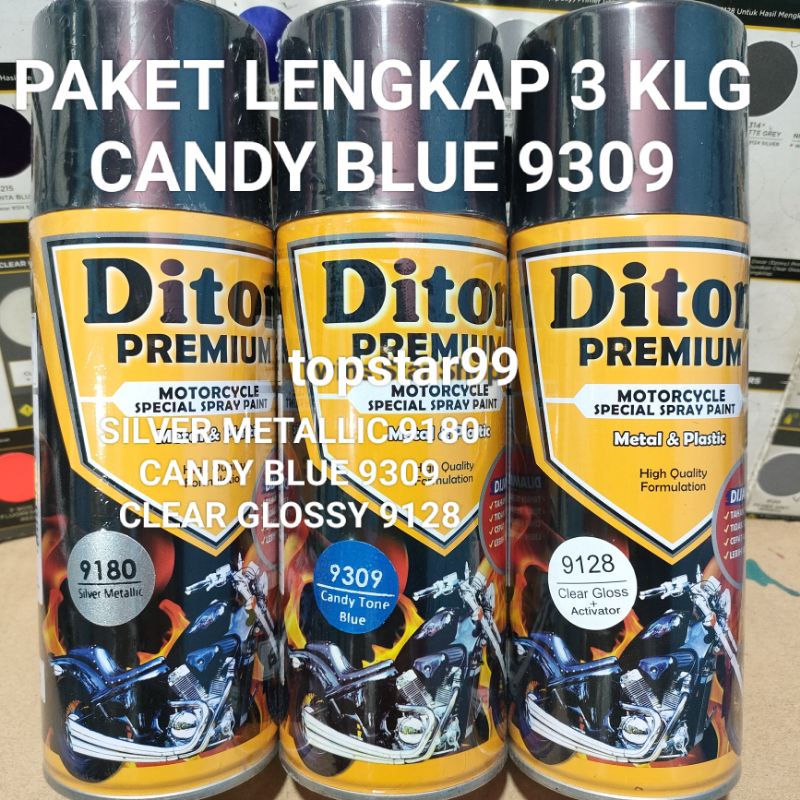 Jual Diton Premium Paket Lengkap 3 Kaleng 400cc Biru Candi Candy Blue ...