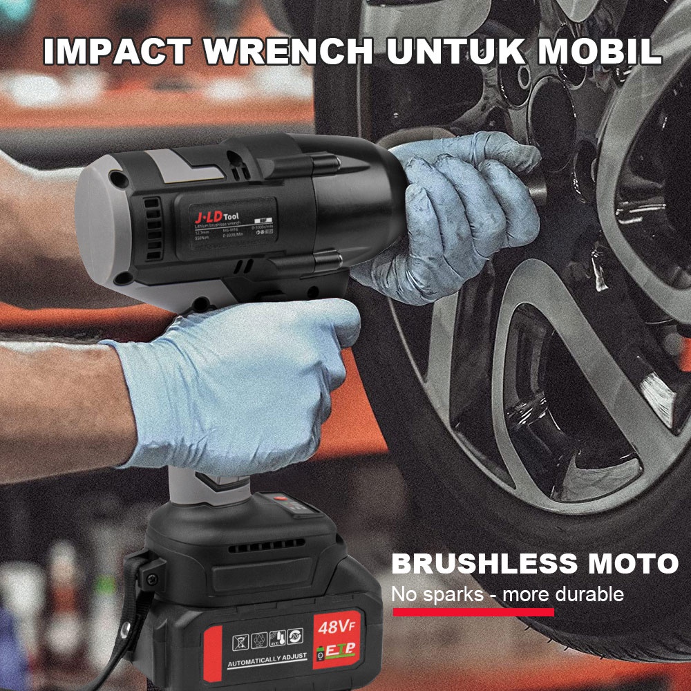 Jual JLD 550N.M impact wrench brushless cordless bor impact 88VF 4.0Ah ...