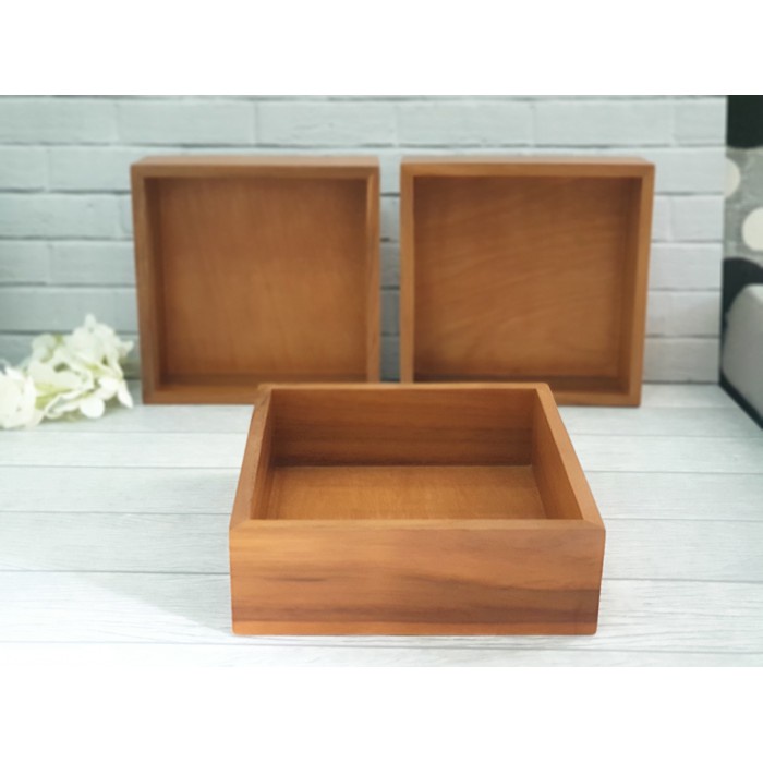 Jual Storage Wooden Box 20x20x5 cm Kotak Kayu Jati Tempat Penyimpanan ...