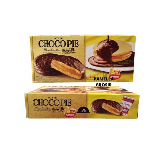 Jual LOTTE CHOCO PIE KEJU 1BOX ISI 6PCS @28GR CHOCOPIE SNACK makanan ...