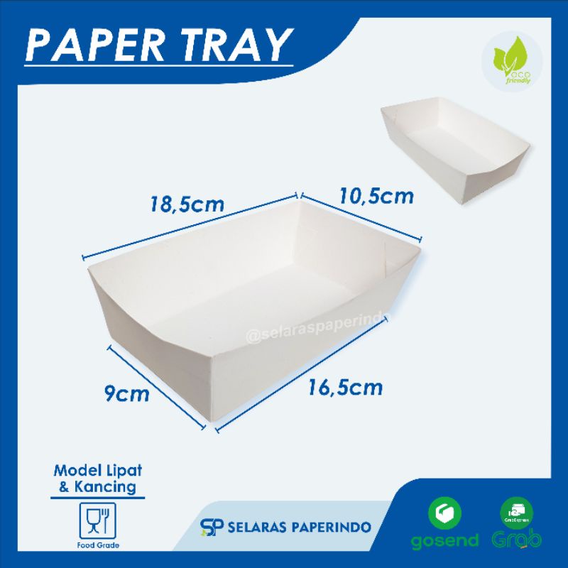Jual ISI 100pcs | Paper Tray Ivory Putih Polos Tray - tempat ayam ...